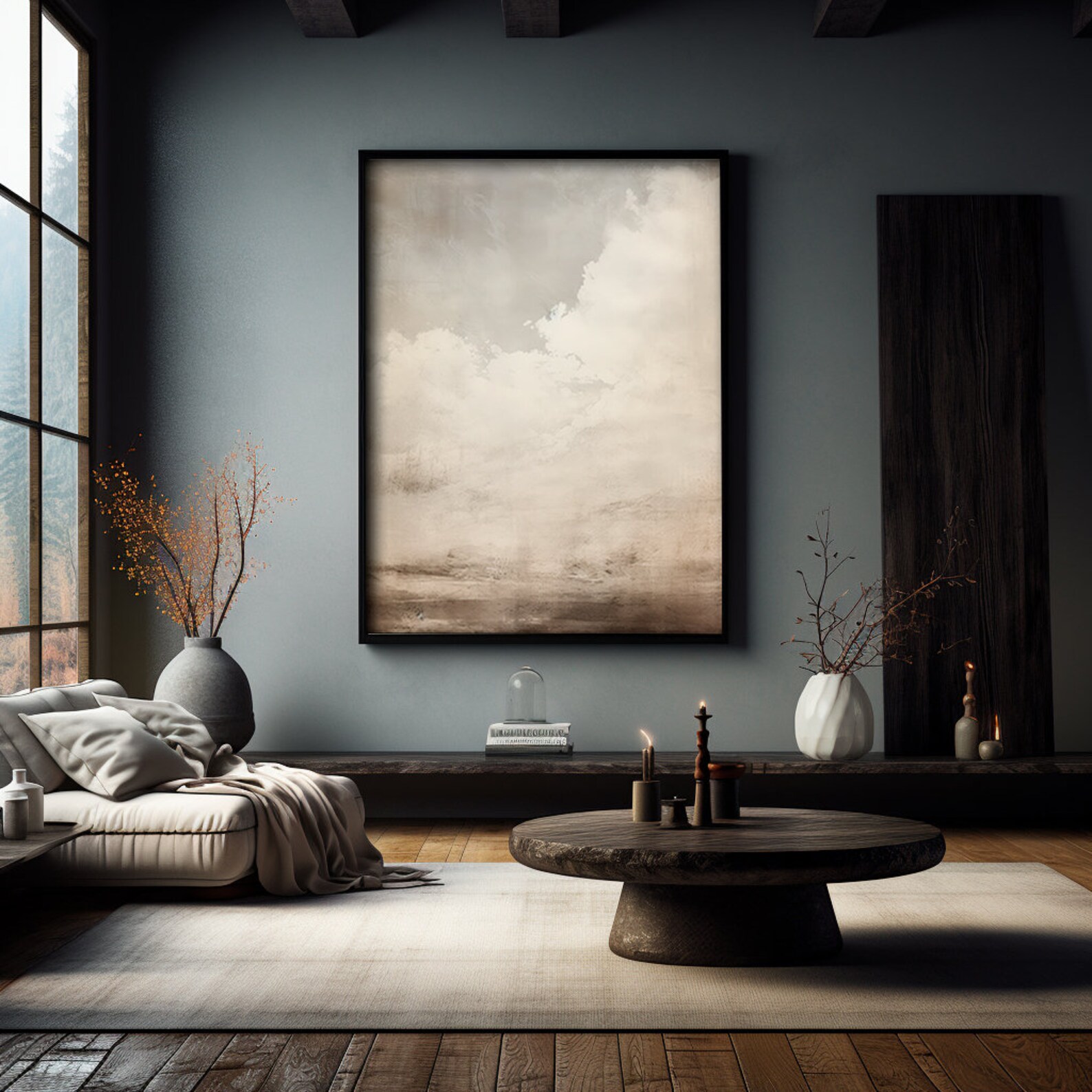 Beige Abstract Landscape Art Print: Minimalist Nordic Decor (digital ...