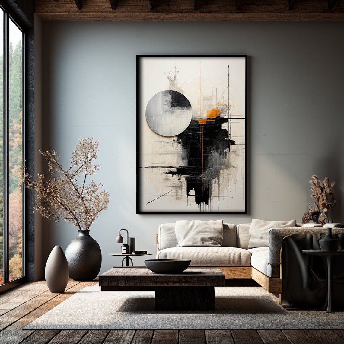 Black and White Circle Painting Black and White Art - Etsy