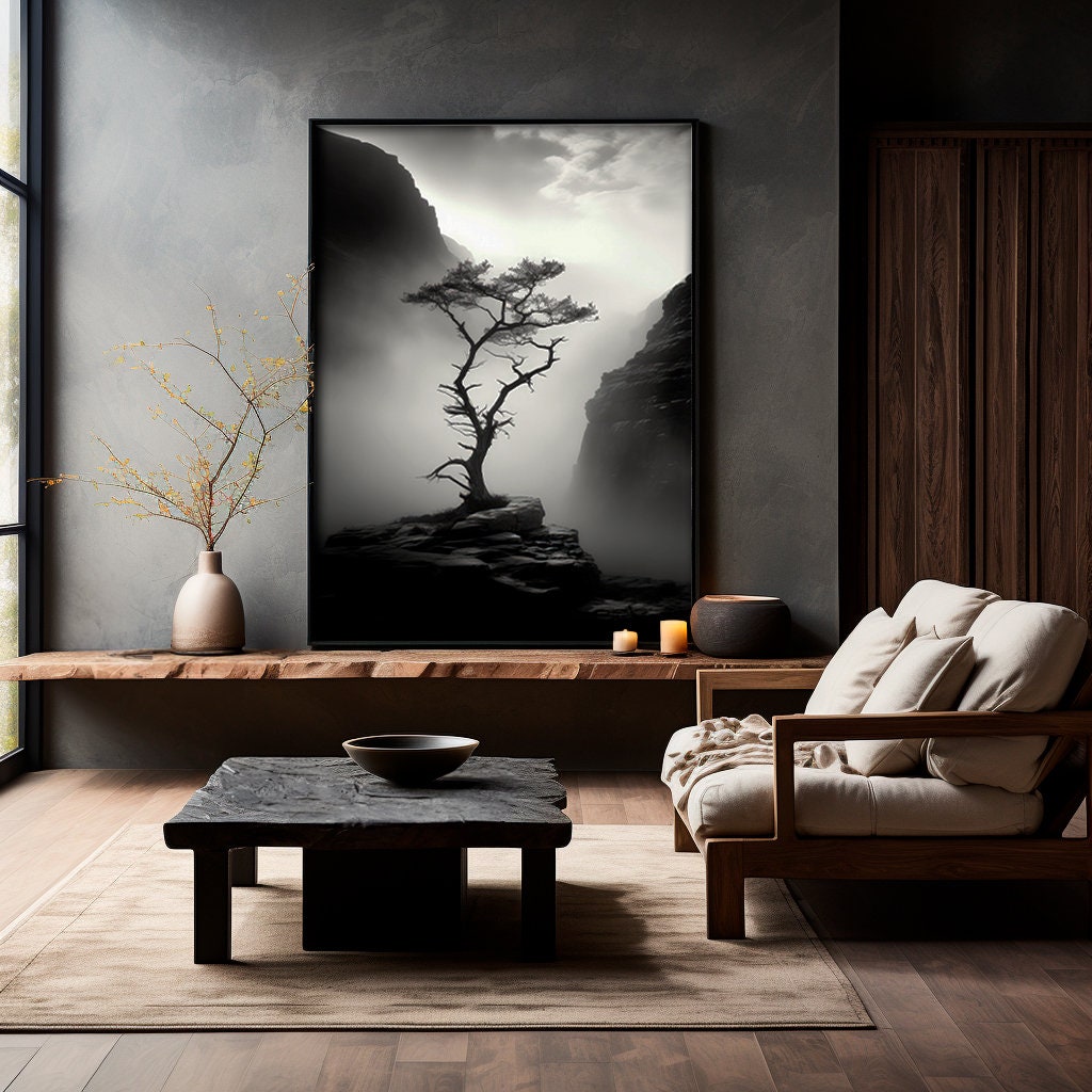 Lone Tree Black and White Landscape Photograph: Modern Art Printable ...