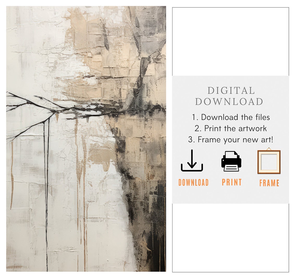 Abstract Painting Tree Abstract Wall Art Neutral Wall Art Living Room ...