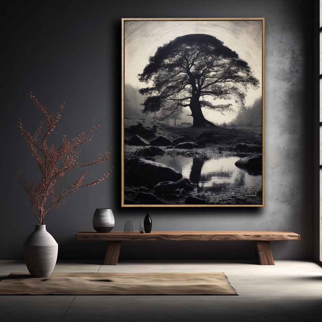 Oak Tree Printable Wall Art L Oak Tree Print L Black and White Painting ...