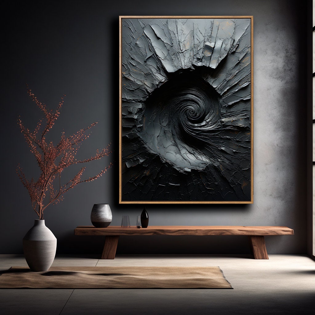 Black Textured Wall Art, Textured Prints, Black Wall Art, Black ...