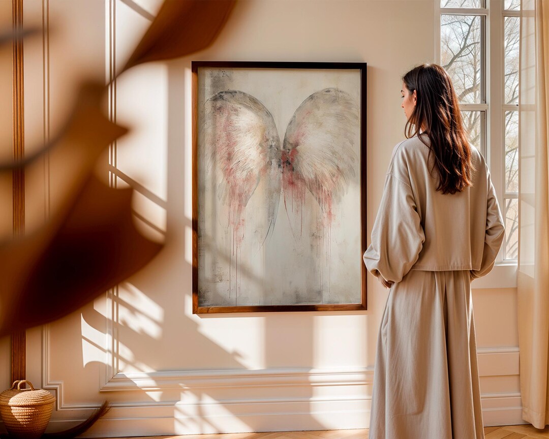 Abstract Angel Wings Print: Neutral Minimalist Wall Art (digital ...