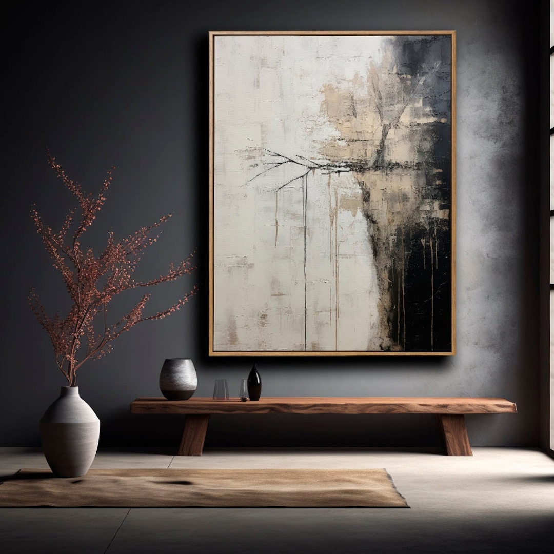 Abstract Painting Tree Abstract Wall Art Neutral Wall Art Living Room ...