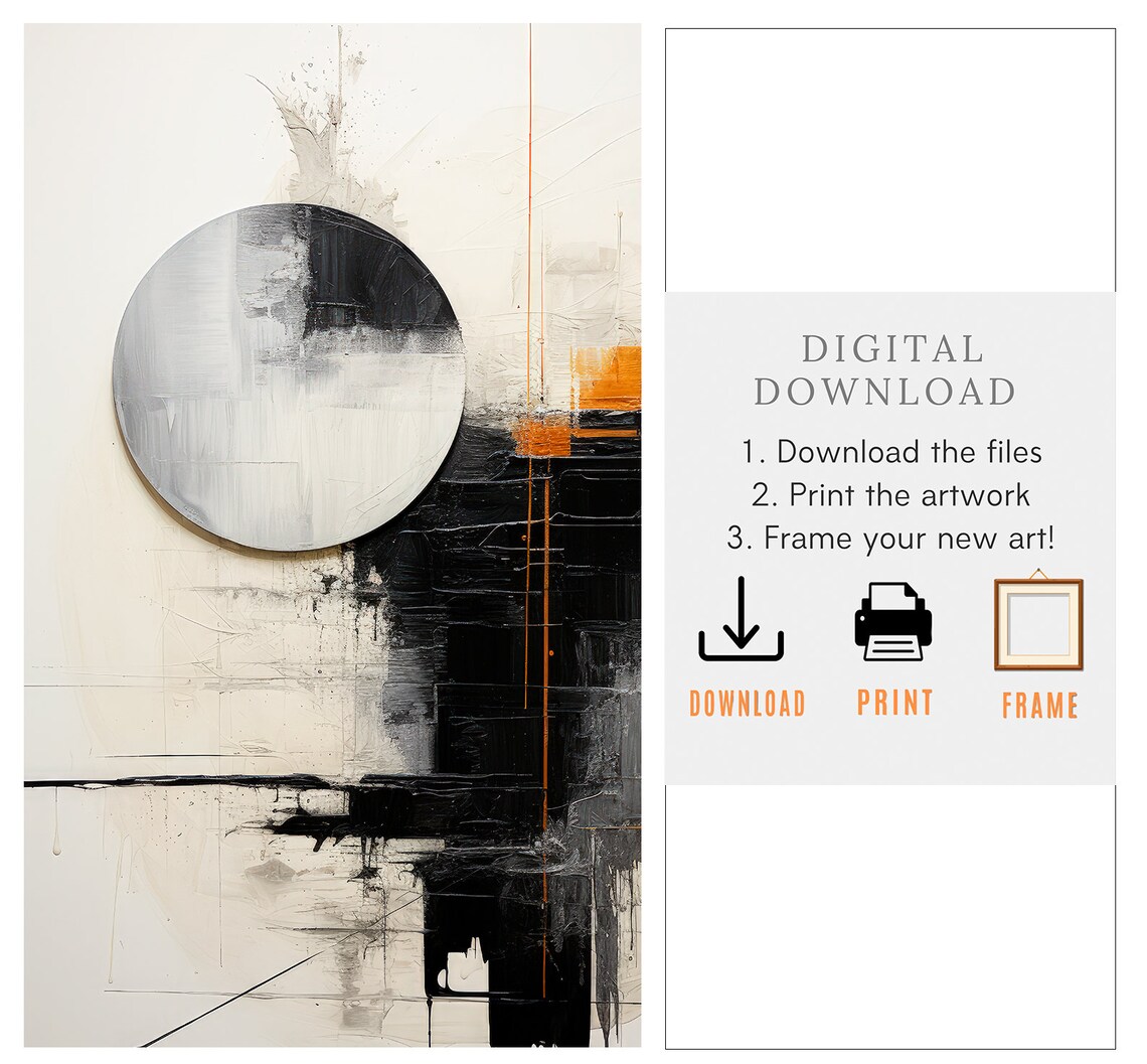 Black and White Circle Painting Black and White Art - Etsy