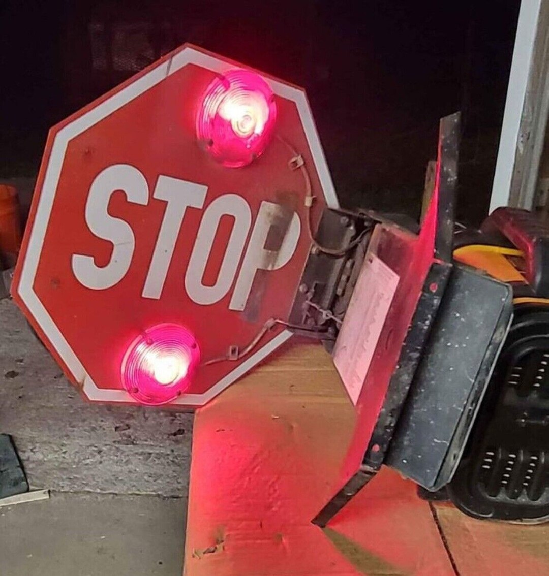 Vintage School Bus Metal STOP Sign W/ Lights, Double Sided, 12 Volt - Etsy