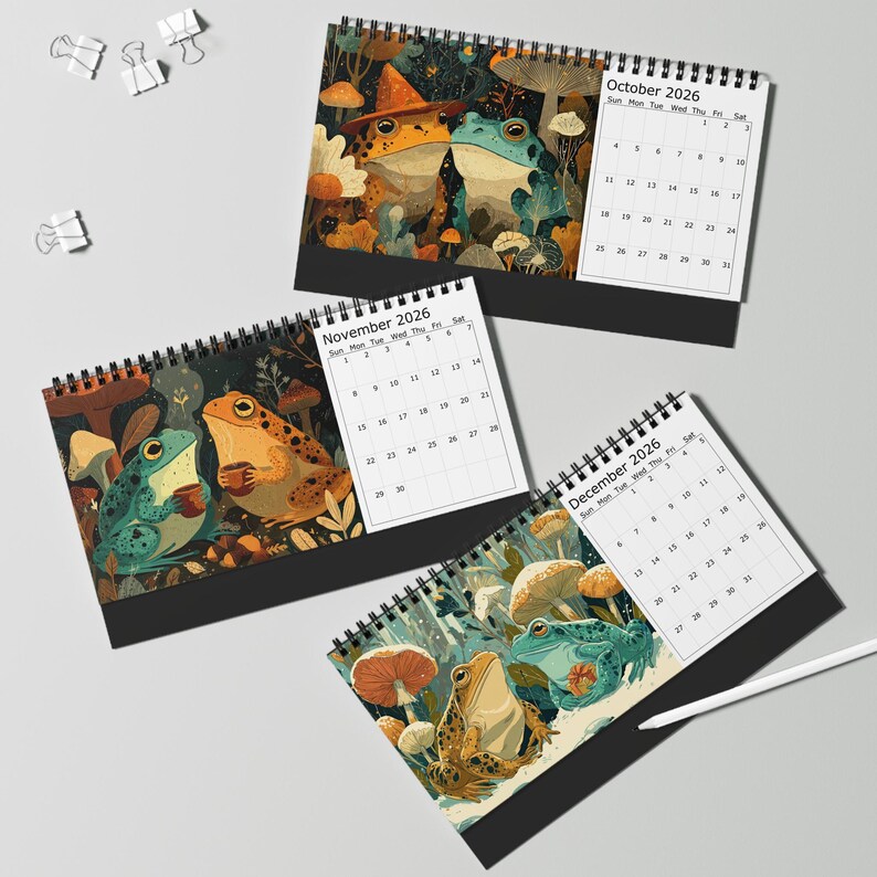 Frog Mushroom Desk Calendar 2026, Frog Gift for Nature Lover - Etsy Canada