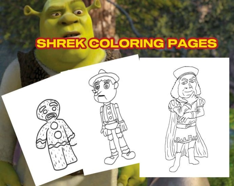 Shreck Coloring Pages - Etsy