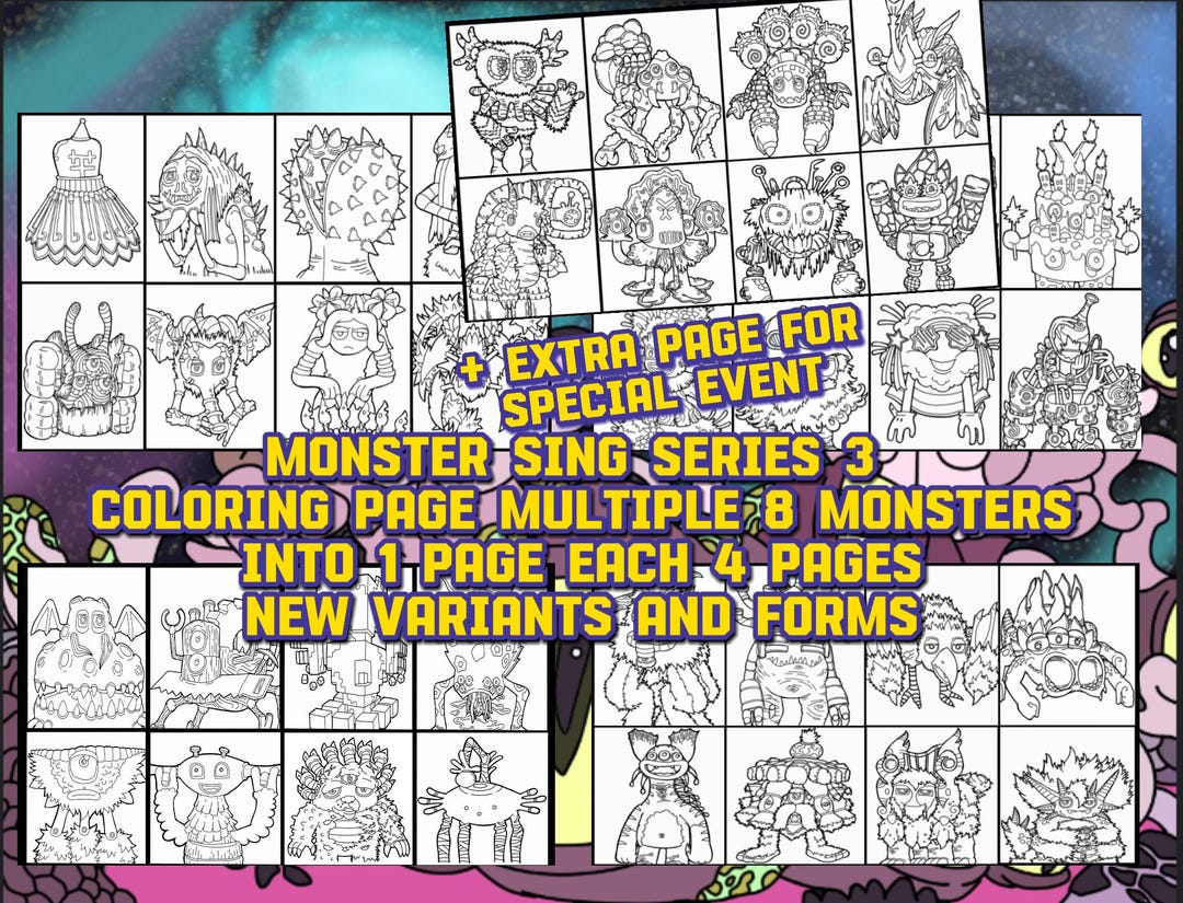 Monster Sing Series 3 Coloring Page, New Monster Variants (digital ...