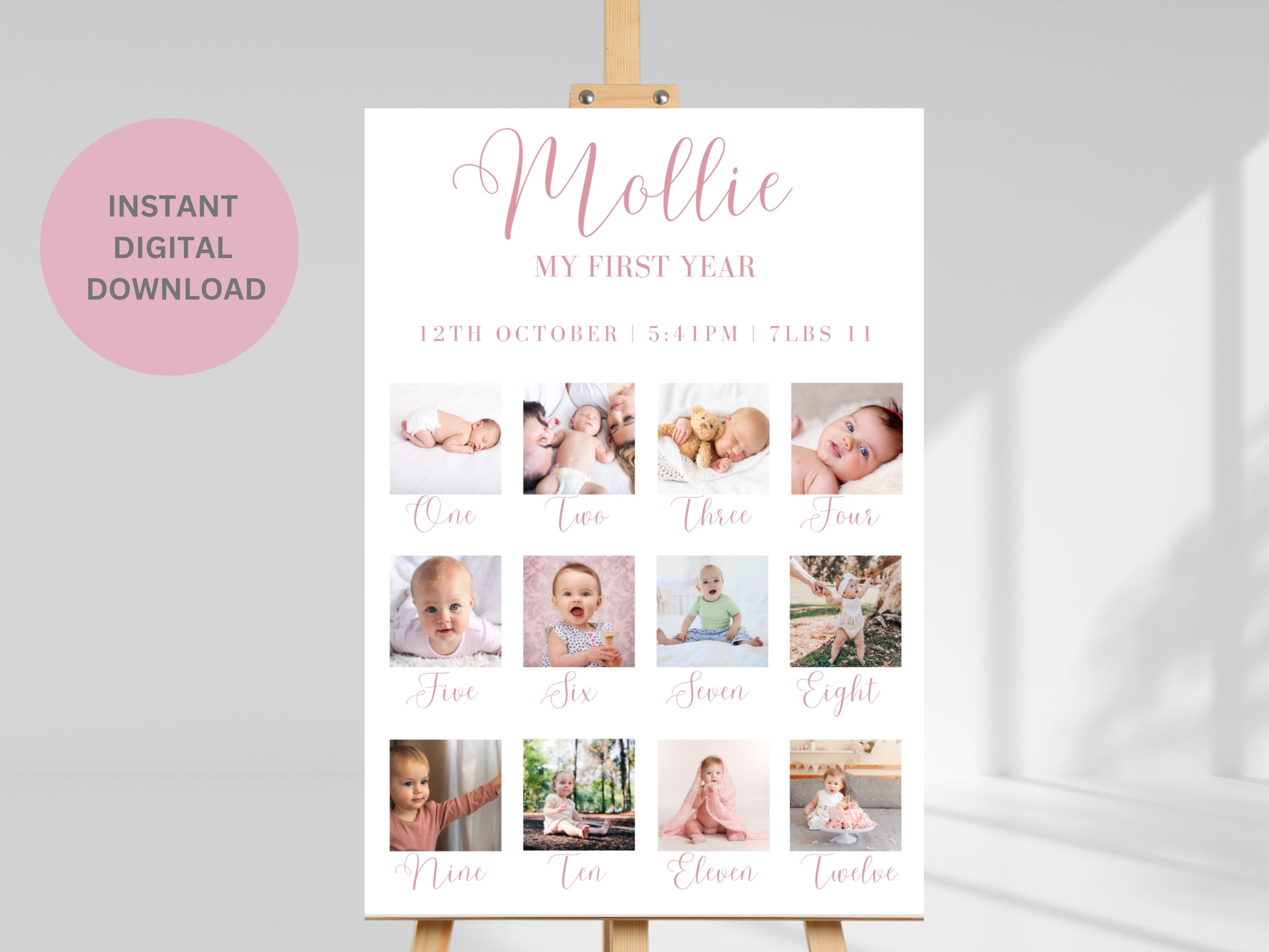 Editable Photo Poster, 1st Year Photo Sign, Printable Milestone Board ...