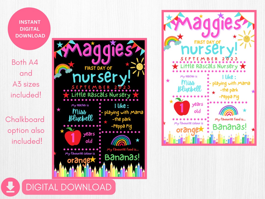 Editable First Day at Nursery, Printable 1st Day at Nursery, Printable ...