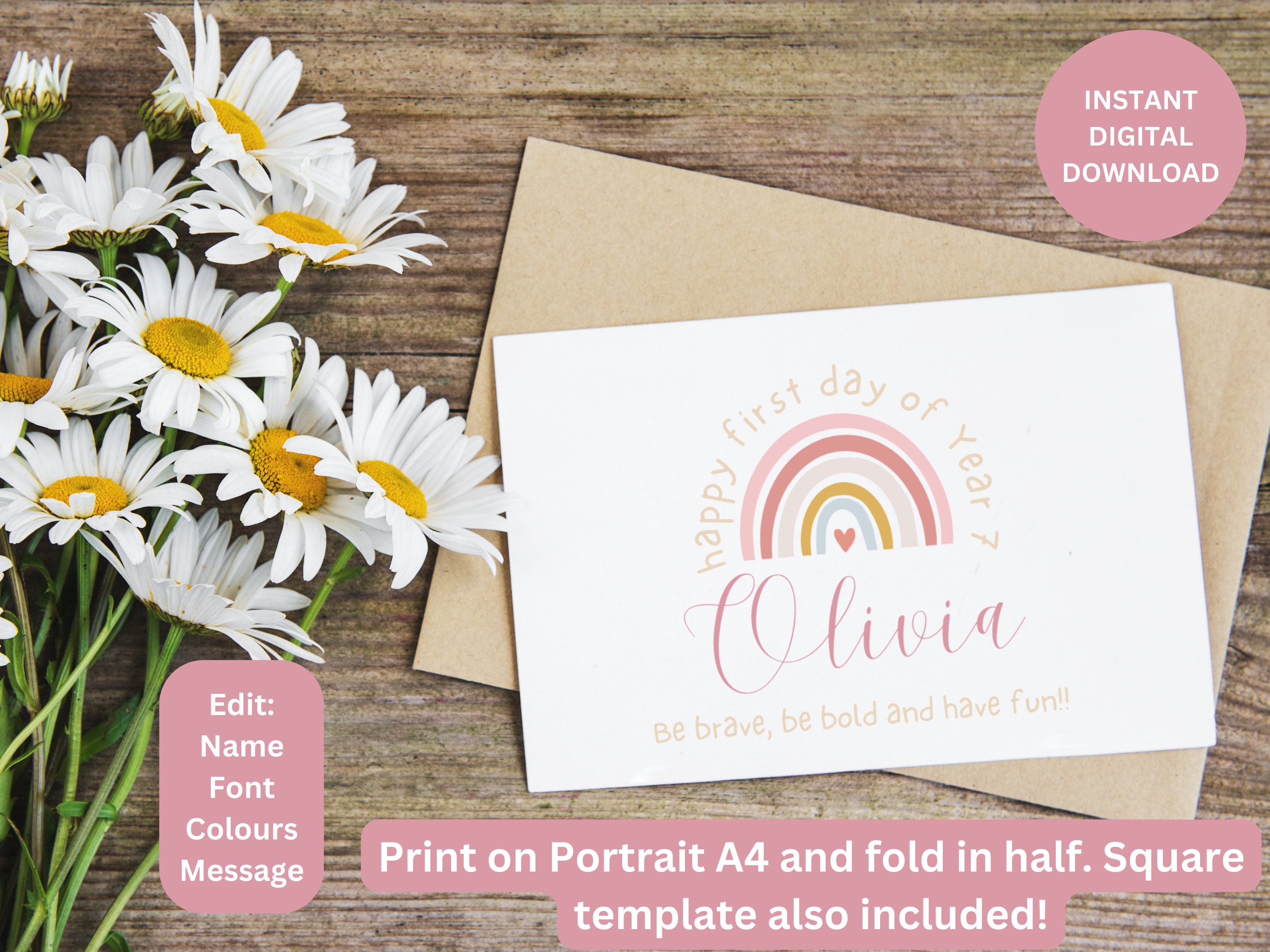 Editable First Day of School Card, Personalized First Day Card ...