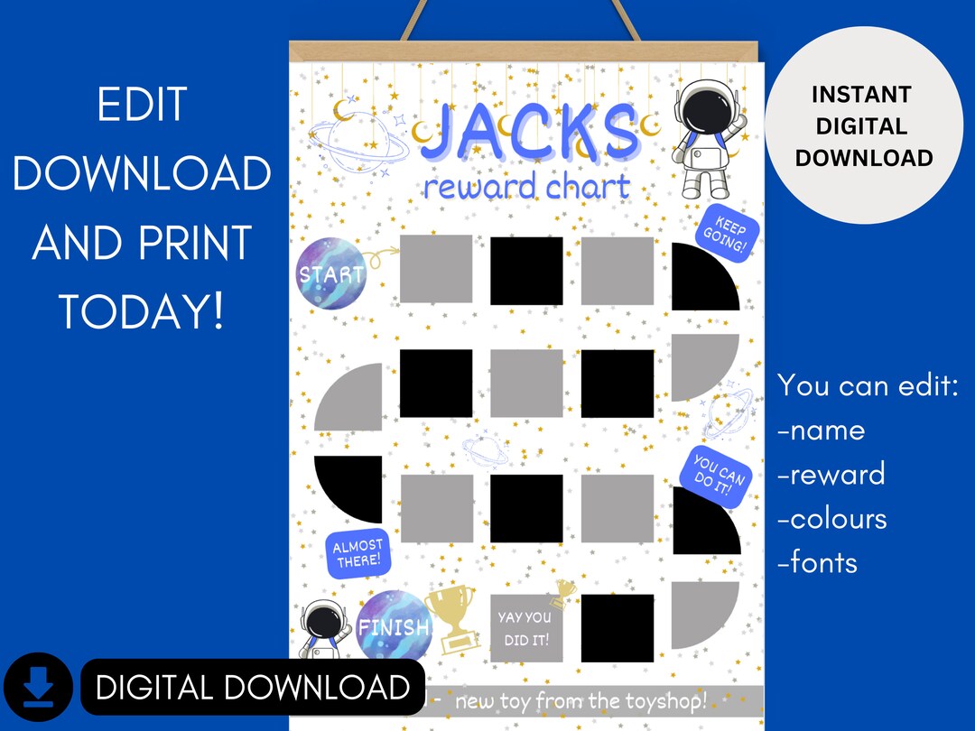 Editable Space Reward Chart, Printable Behaviour Chart, Space Theme ...