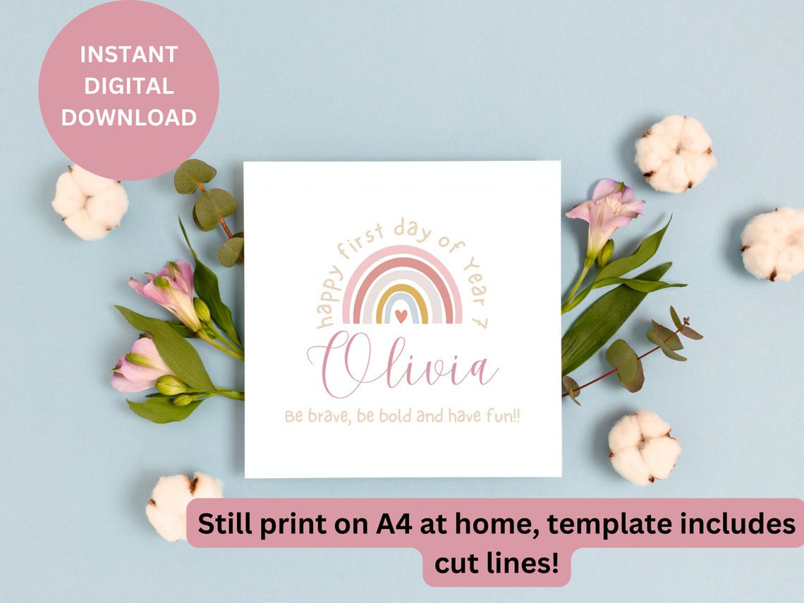 Editable First Day of School Card, Personalized First Day Card ...