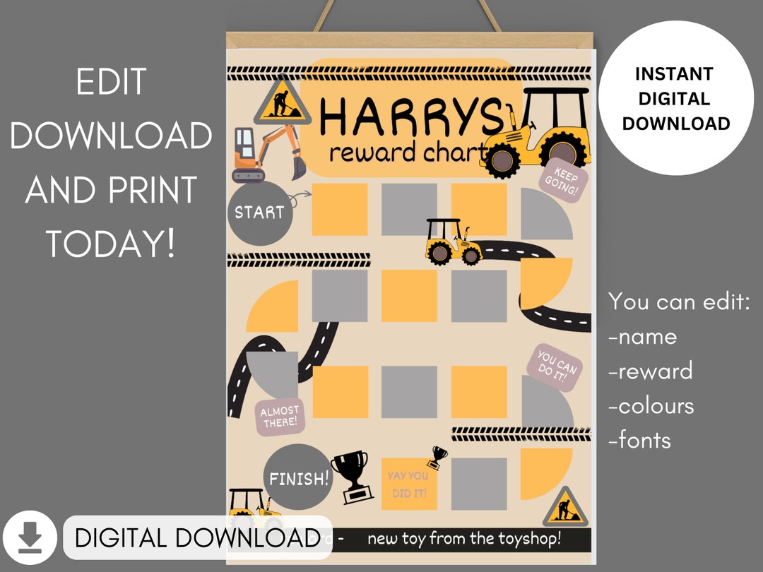 Editable Tractor Reward Chart, Kids Reward Chart, Tractor Poster, Kids ...