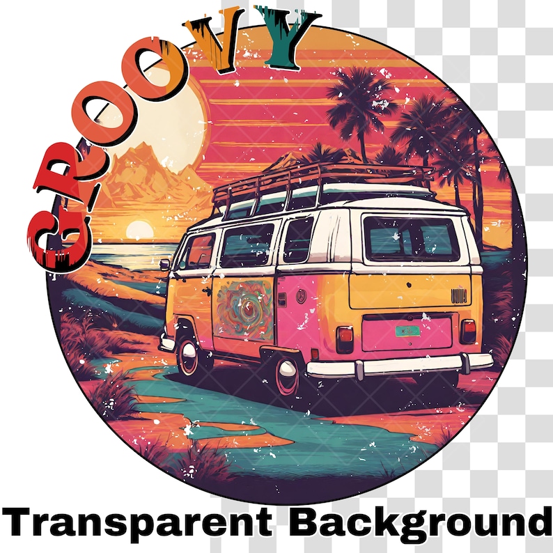 Retro Groovy Van Sublimation Design, Hippie Van PNG (digital Download ...