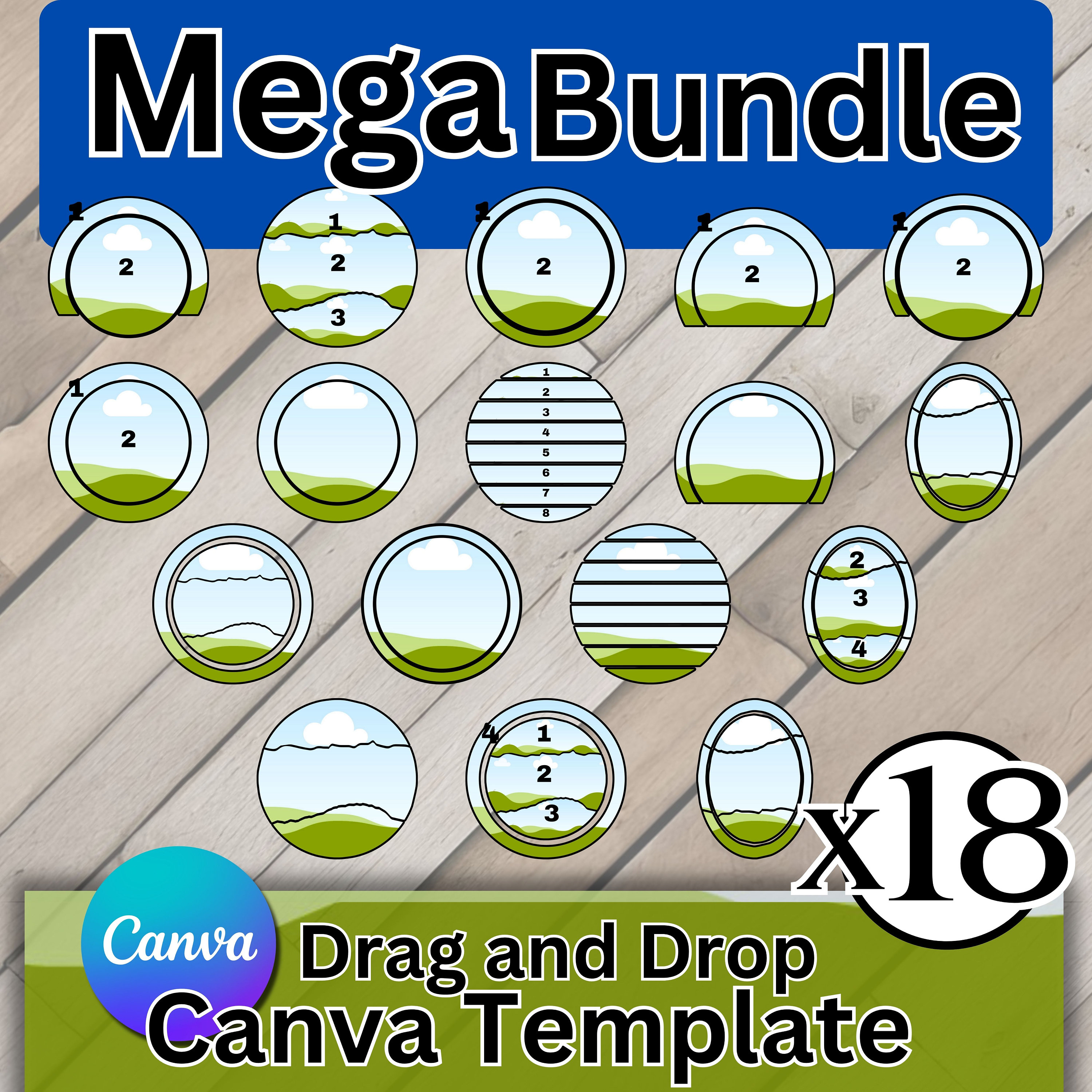 Circle Canva Frames Mega Bundle | Editable Drag and Drop Design Element ...