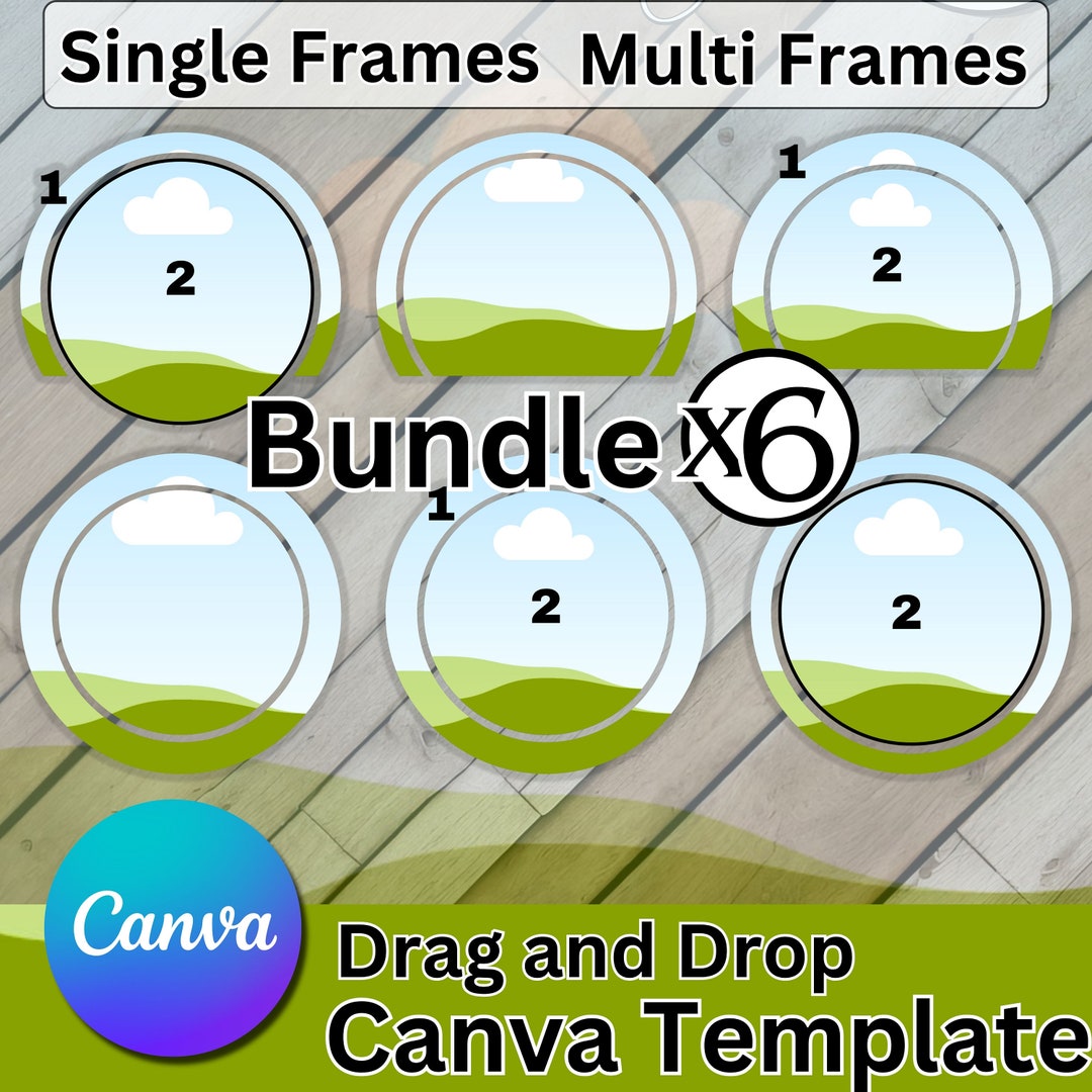 Circle Canva Frame Bundle Drag and Drop Template Create Your Own ...