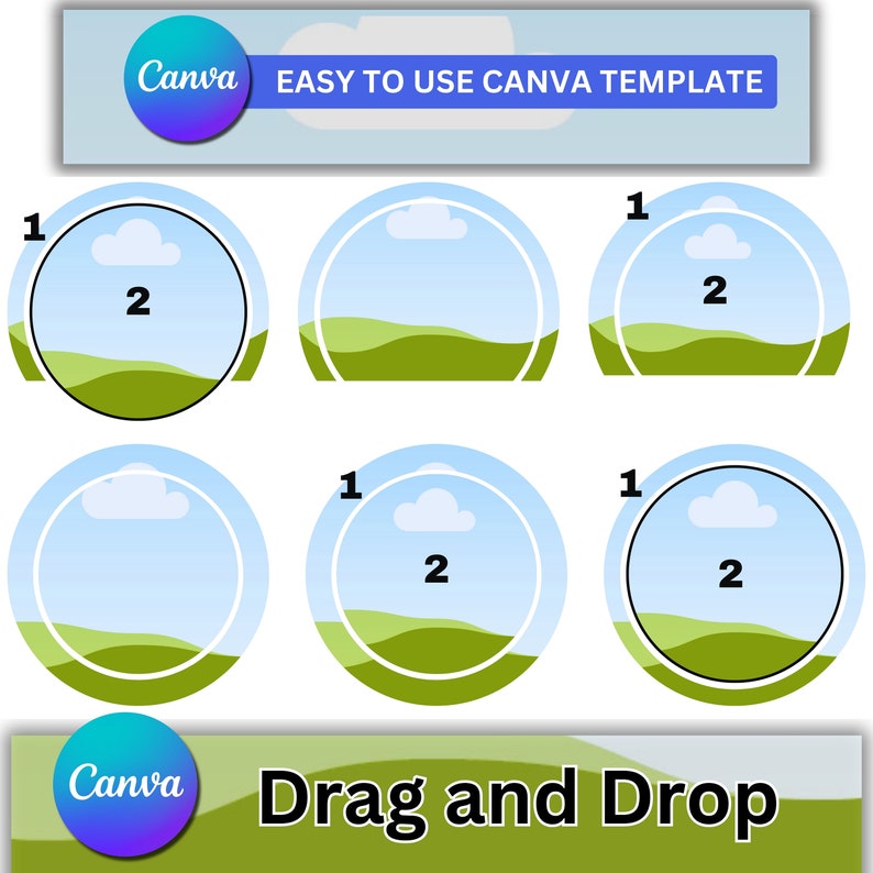 Circle Canva Frame Bundle Drag and Drop Template Create Your Own Personalized Photos Editable ...