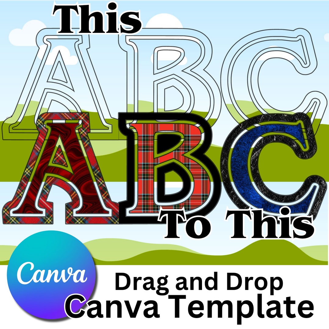 Doodle Art Alphabet Drag and Drop Canva Frame Create Your Own Gift ...