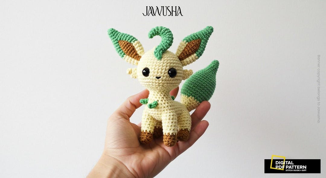 Leafeon Amigurumi Crochet Pattern PDF, Cute Crochet Animal Doll, Anime ...