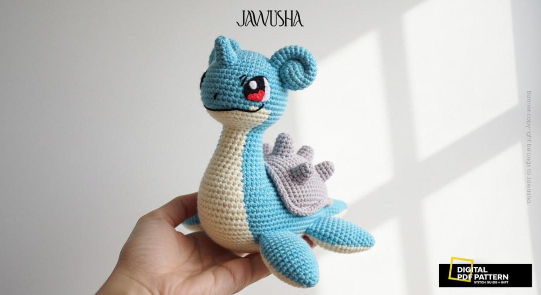 Lapras Amigurumi Crochet Pattern PDF, Cute Crochet Animal Doll, Anime ...