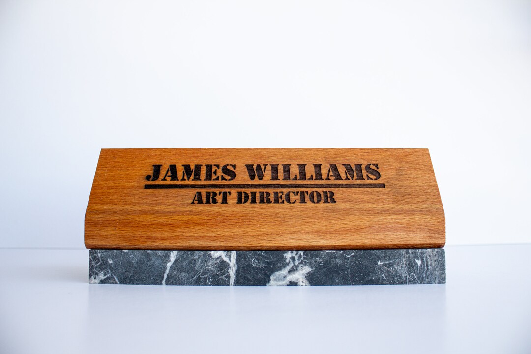 Personalized Desk Name Plate Wooden and Marble Desk Wedge - Etsy