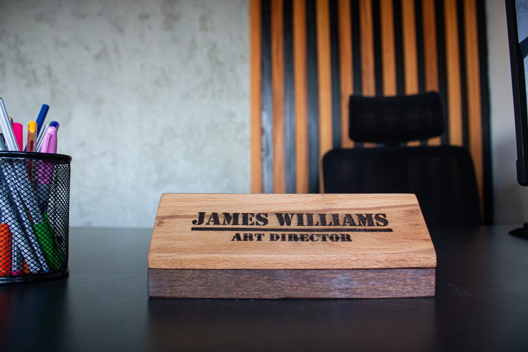 Personalized Desk Name Plate Wooden Desk Wedge Customize Desk - Etsy
