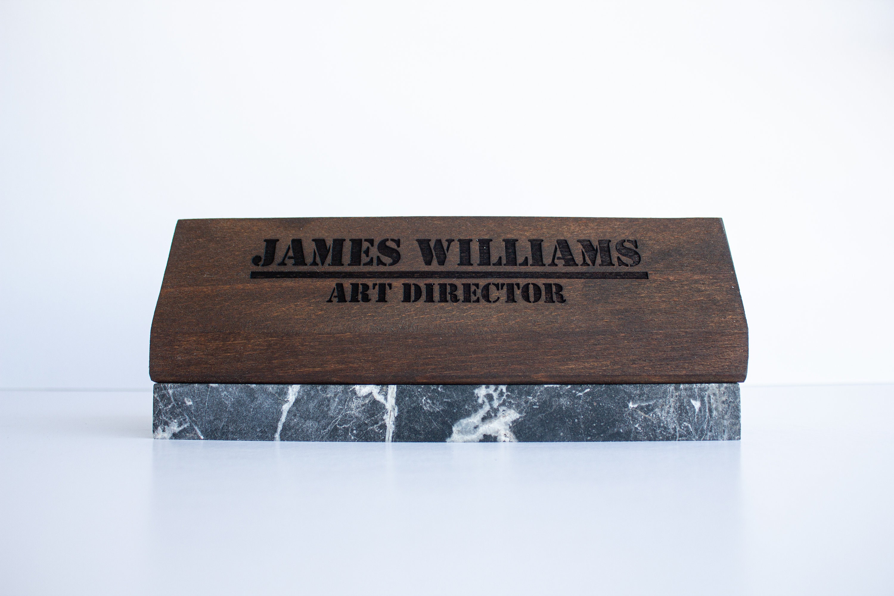 Personalized Desk Name Plate Wooden and Marble Desk Wedge - Etsy