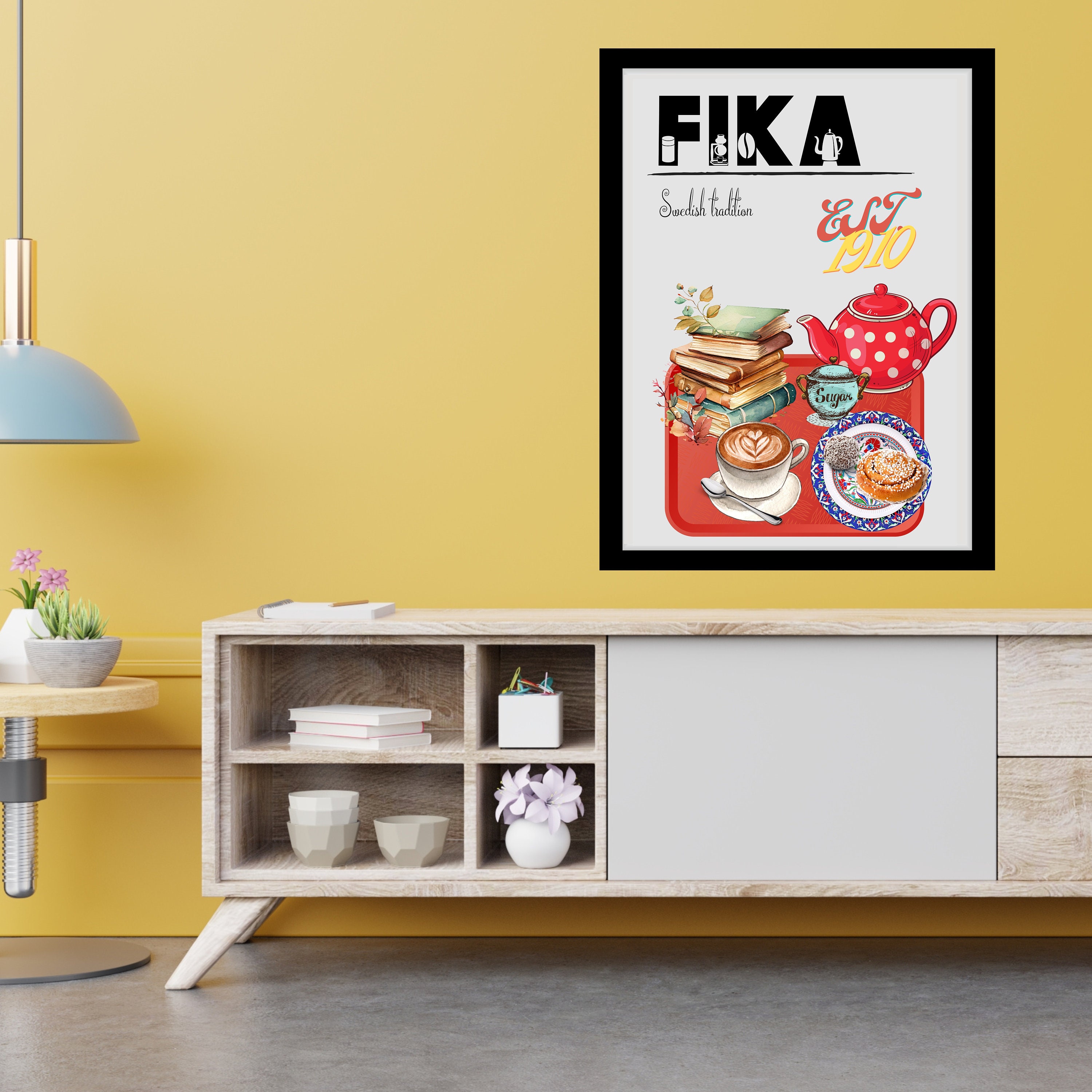 Fika Print, Coffee Wall Art, Cakes and Coffee Wall Art, Modern ...