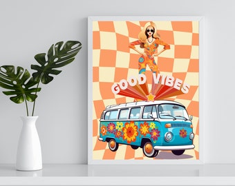 Good Vibes PNG Digital Download 70s Aesthetic Wall Art Print Instant ...
