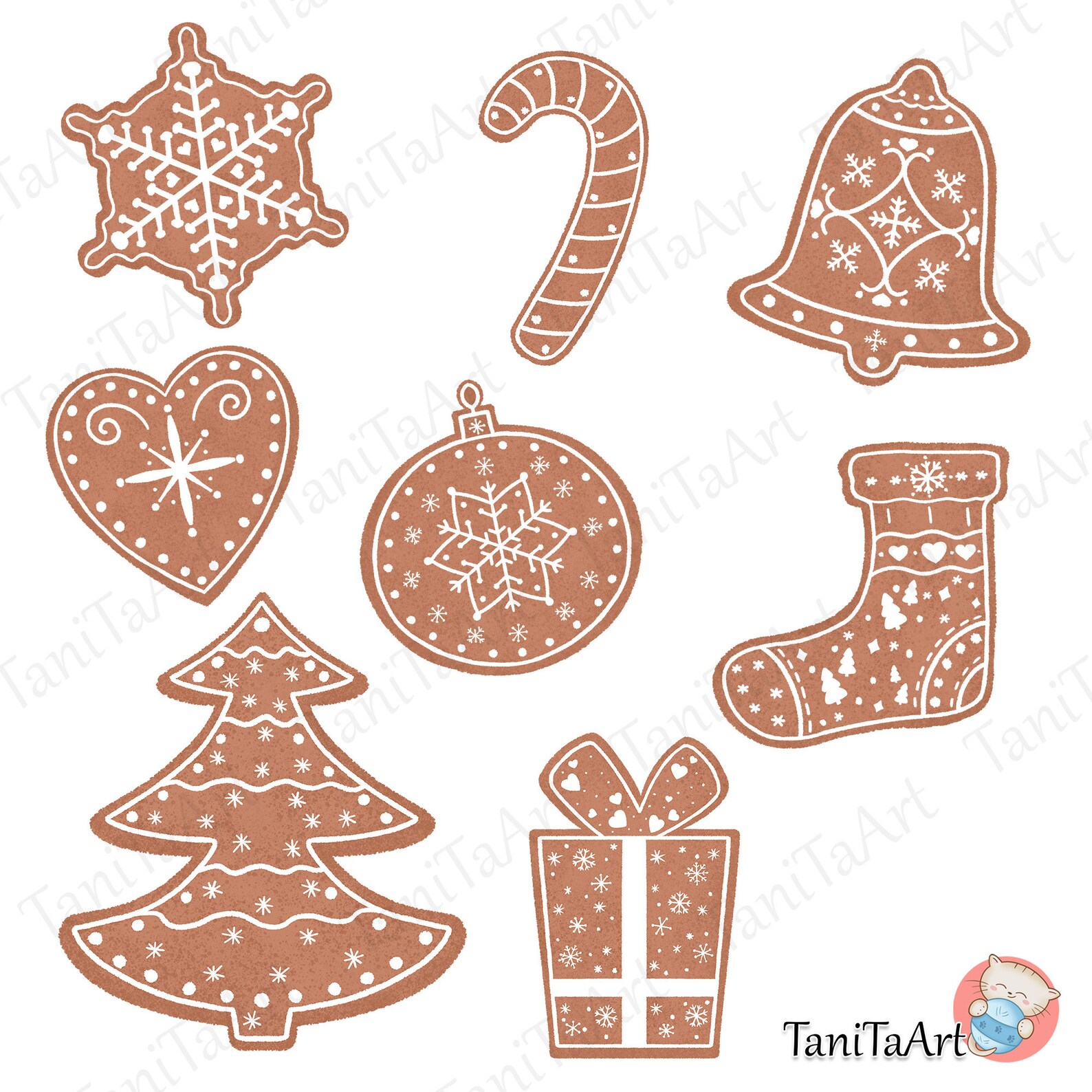 Gingerbread Cookies Clipart, Winter Graphics, Hand Drawn Christmas ...