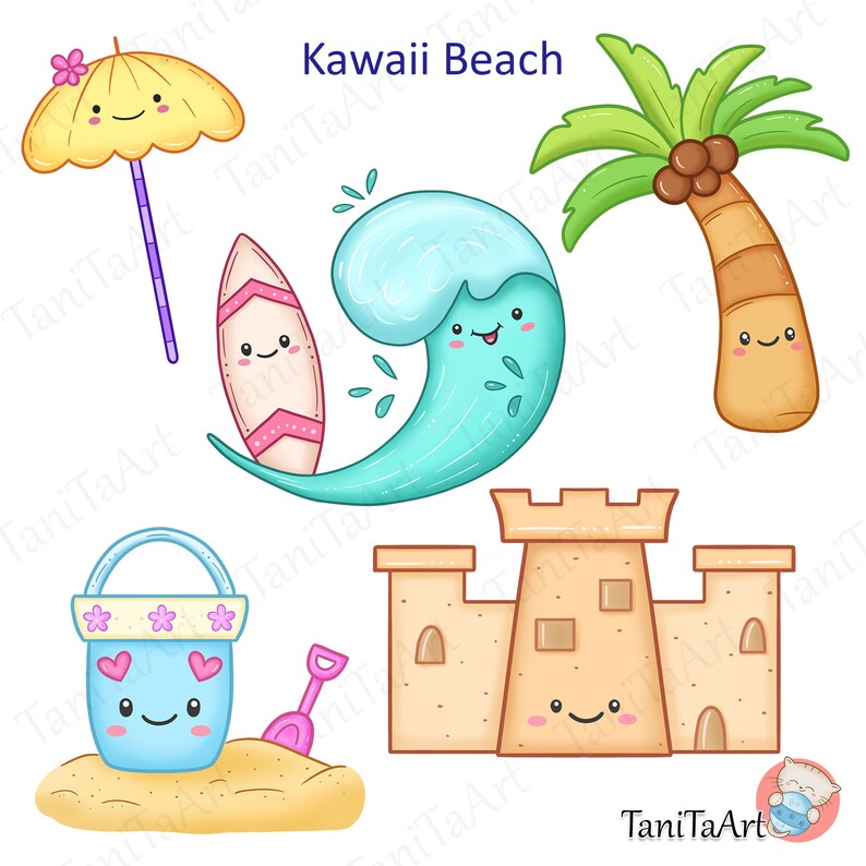 Hand Drawn Summer Clipart, Cute Kids Clip Art, Kawaii Summer Graphics ...