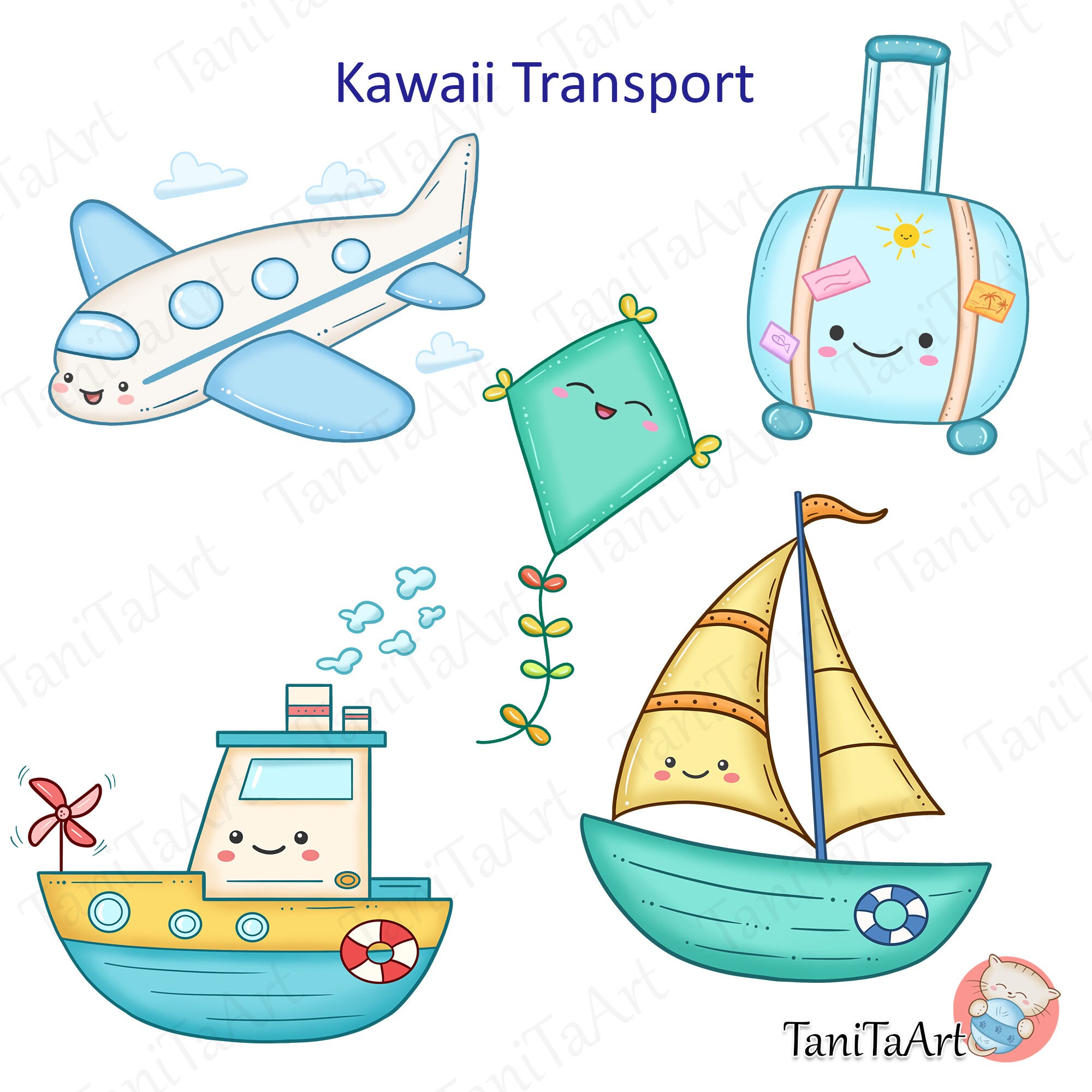 Hand Drawn Summer Clipart, Cute Kids Clip Art, Kawaii Summer Graphics ...