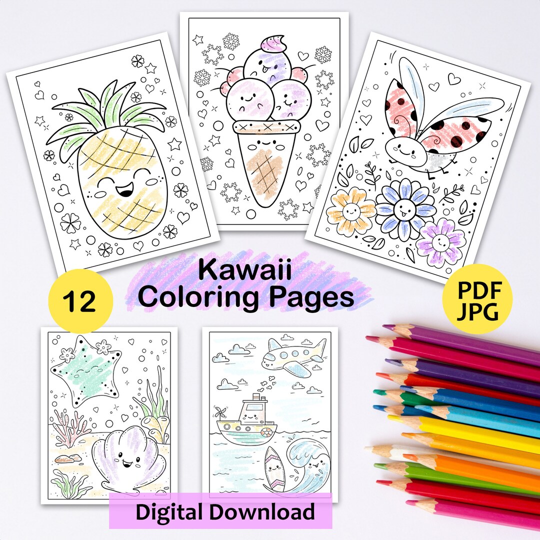 Kawaii Coloring Pages for Kids Printable Coloring Activity Cute ...