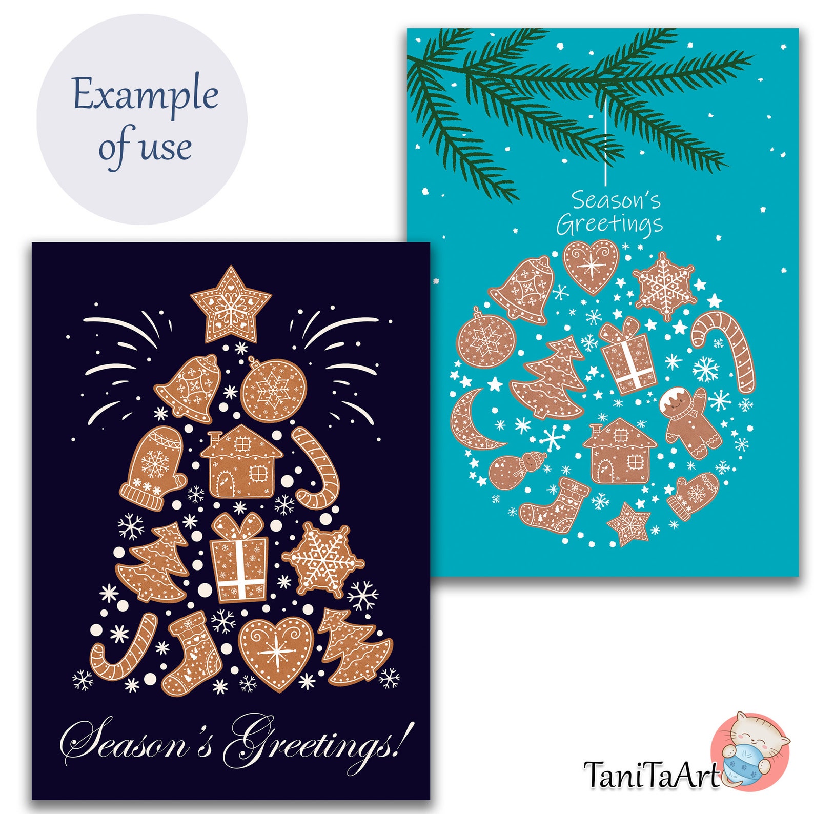 Gingerbread Cookies Clipart, Winter Graphics, Hand Drawn Christmas ...