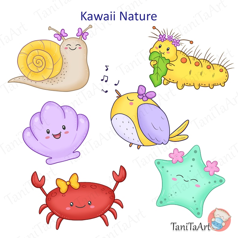 Hand Drawn Summer Clipart, Cute Kids Clip Art, Kawaii Summer Graphics ...