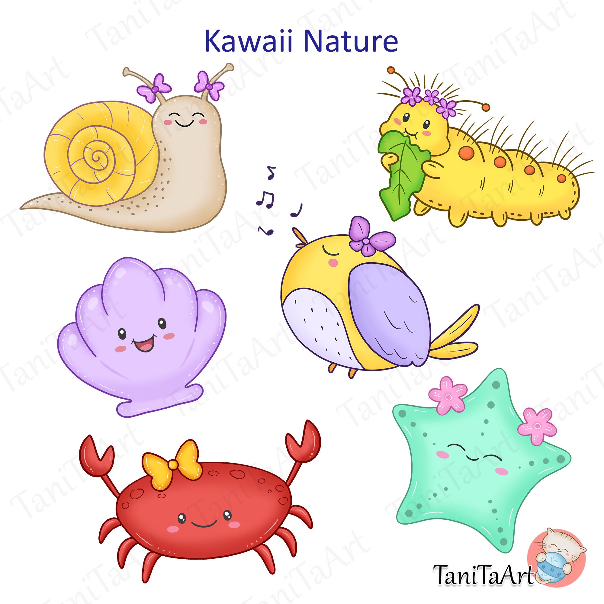 Hand Drawn Summer Clipart, Cute Kids Clip Art, Kawaii Summer Graphics ...