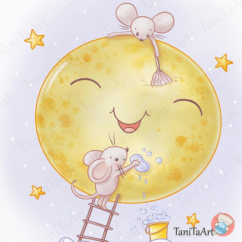 Nursery Art, Moon, Mice, Mouse, Printable Wall Art, Kids Room Décor ...