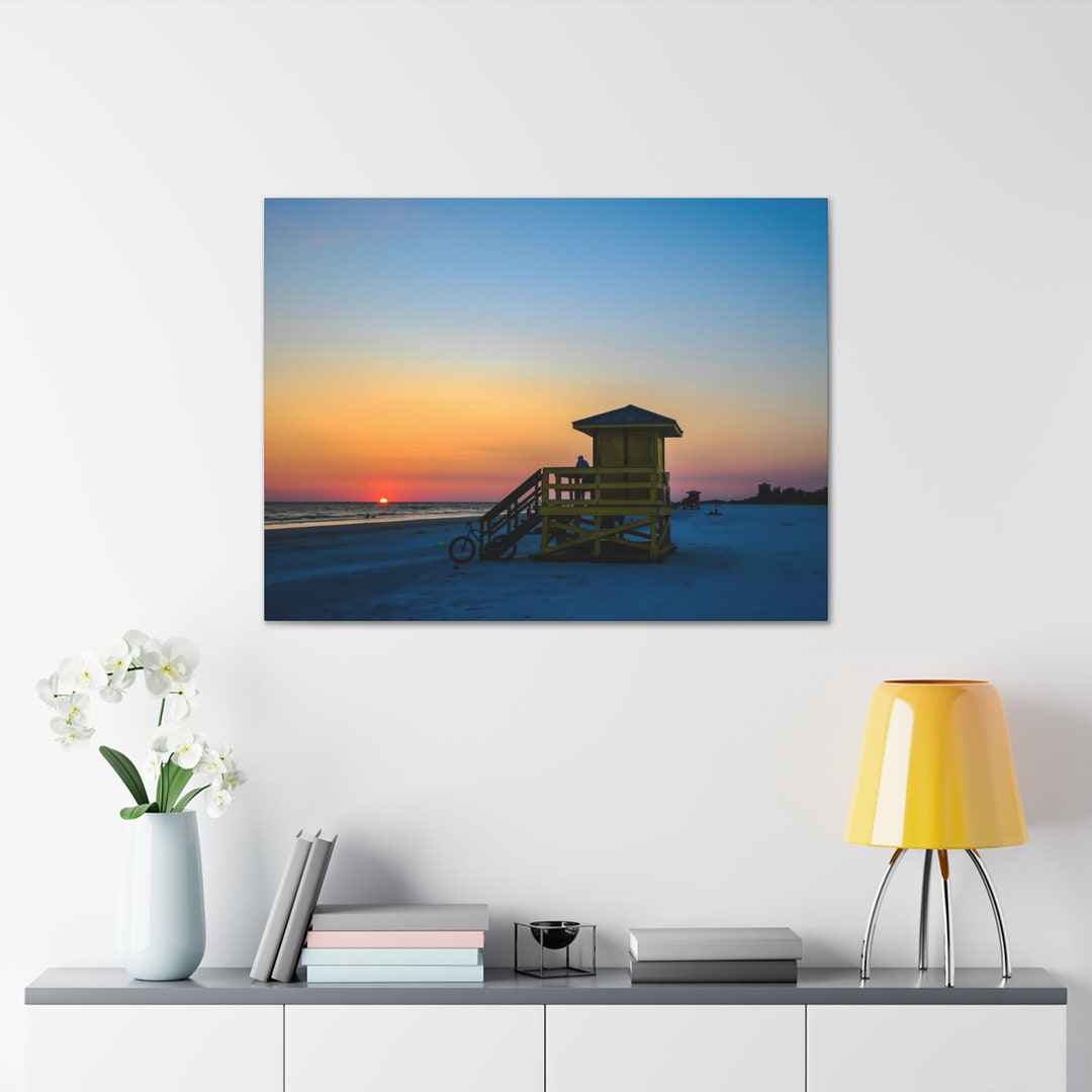 Sunset From Behind the Yellow Lifeguard Shack on Siesta Key Canvas ...