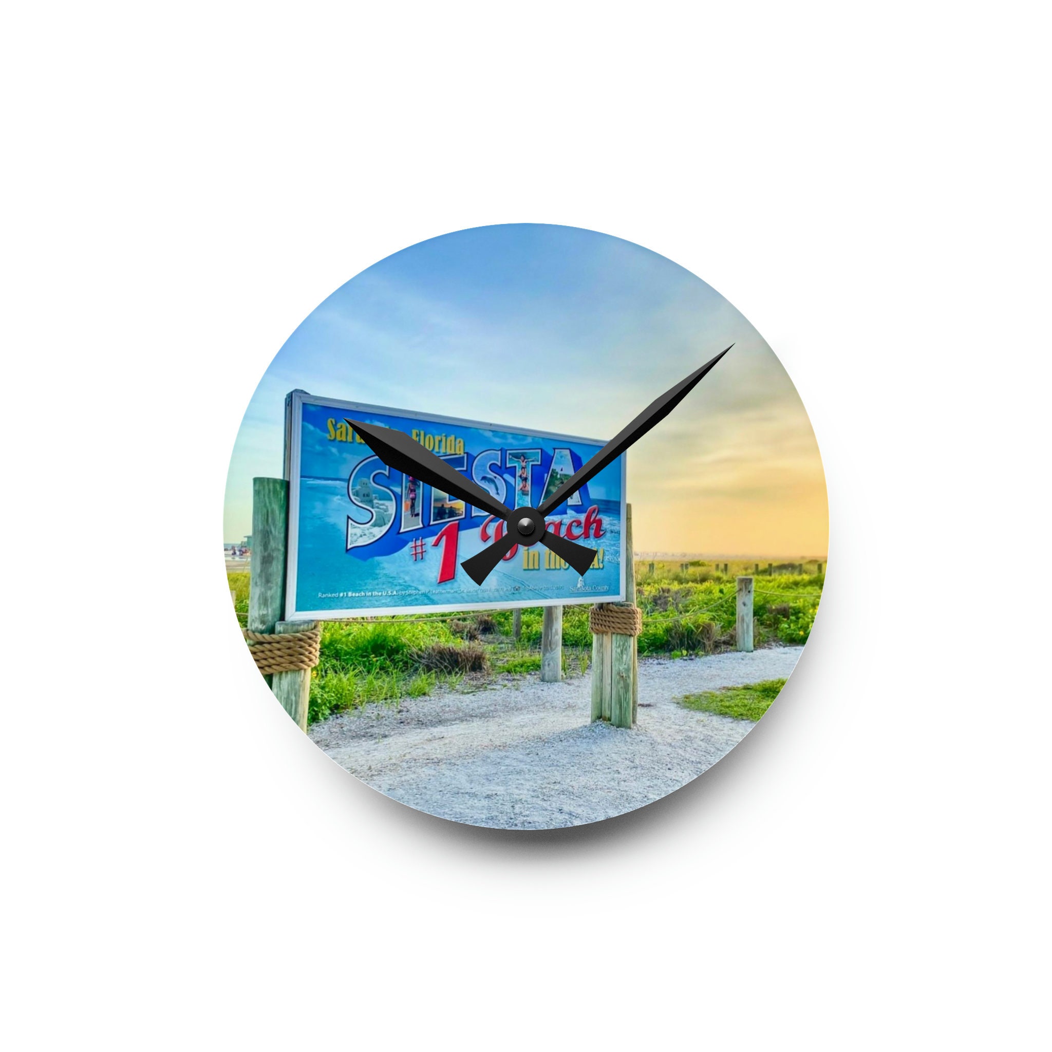 Siesta Key Beach Sign Sarasota Florida Decorative Acrylic Wall Clock - Etsy