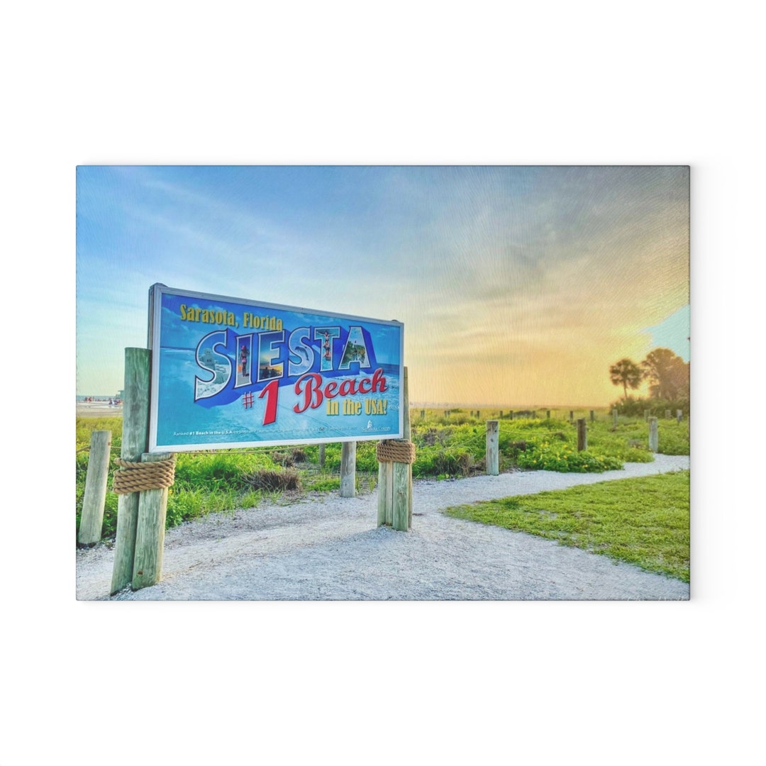Siesta Key Beach Sign Sarasota Florida Glass Cutting Board - Etsy