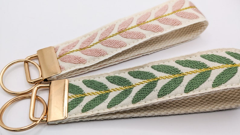 Customizable Keychain Wristlet | Fabric Key Fobs | Embroidery Leaves ...