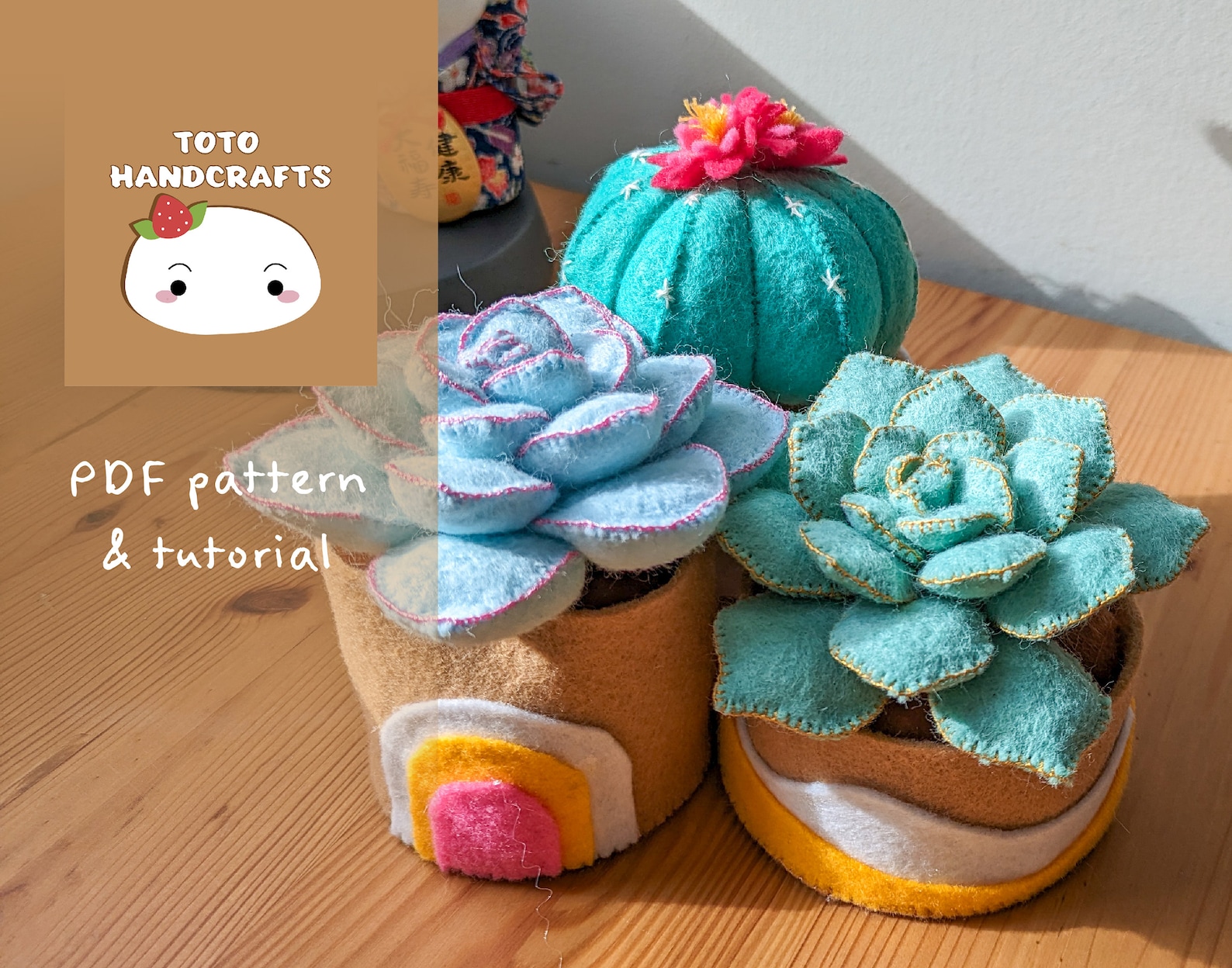 Felt Succulent Set in Modern Pots PDF Pattern & Step by Step Tutorial ...