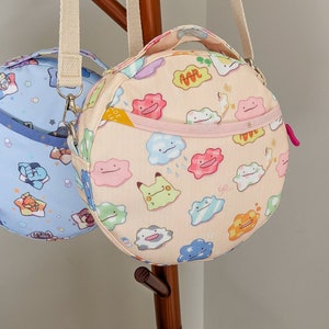 Round Crossbody Bag, Pouch Pokémon Ditto 100% Cotton Handmade - Etsy