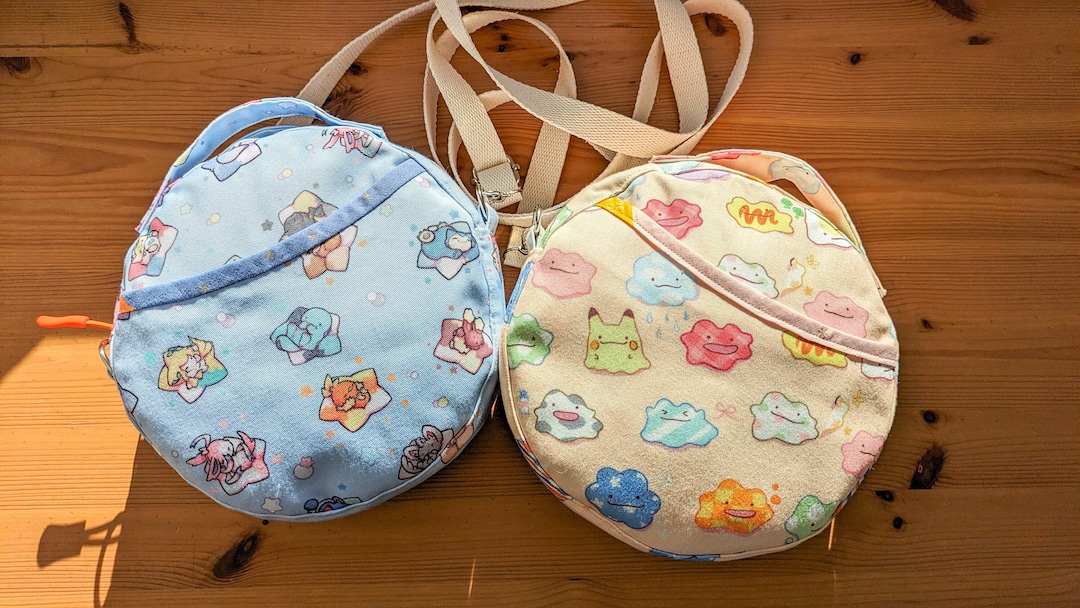 Round Crossbody Bag, Pouch Pokémon Ditto 100% Cotton Handmade - Etsy