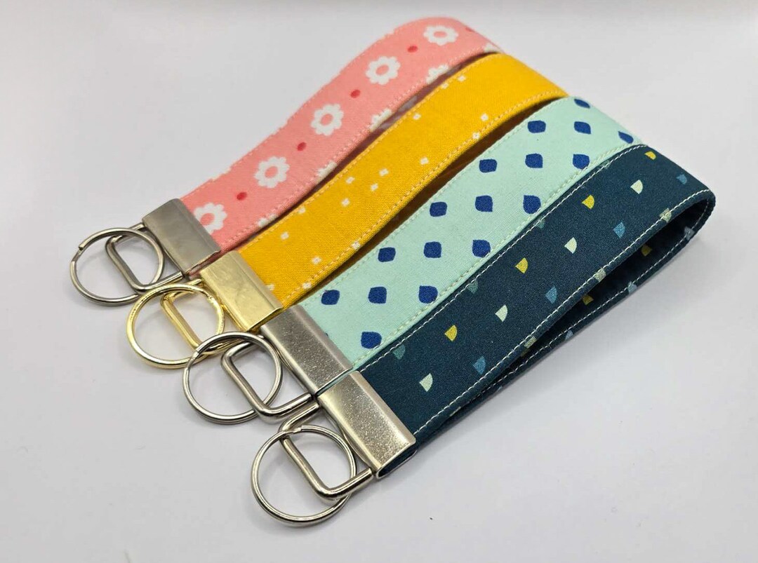 Customizable Keychain Wristlet Fabric Key Fobs Geometric Abstract ...