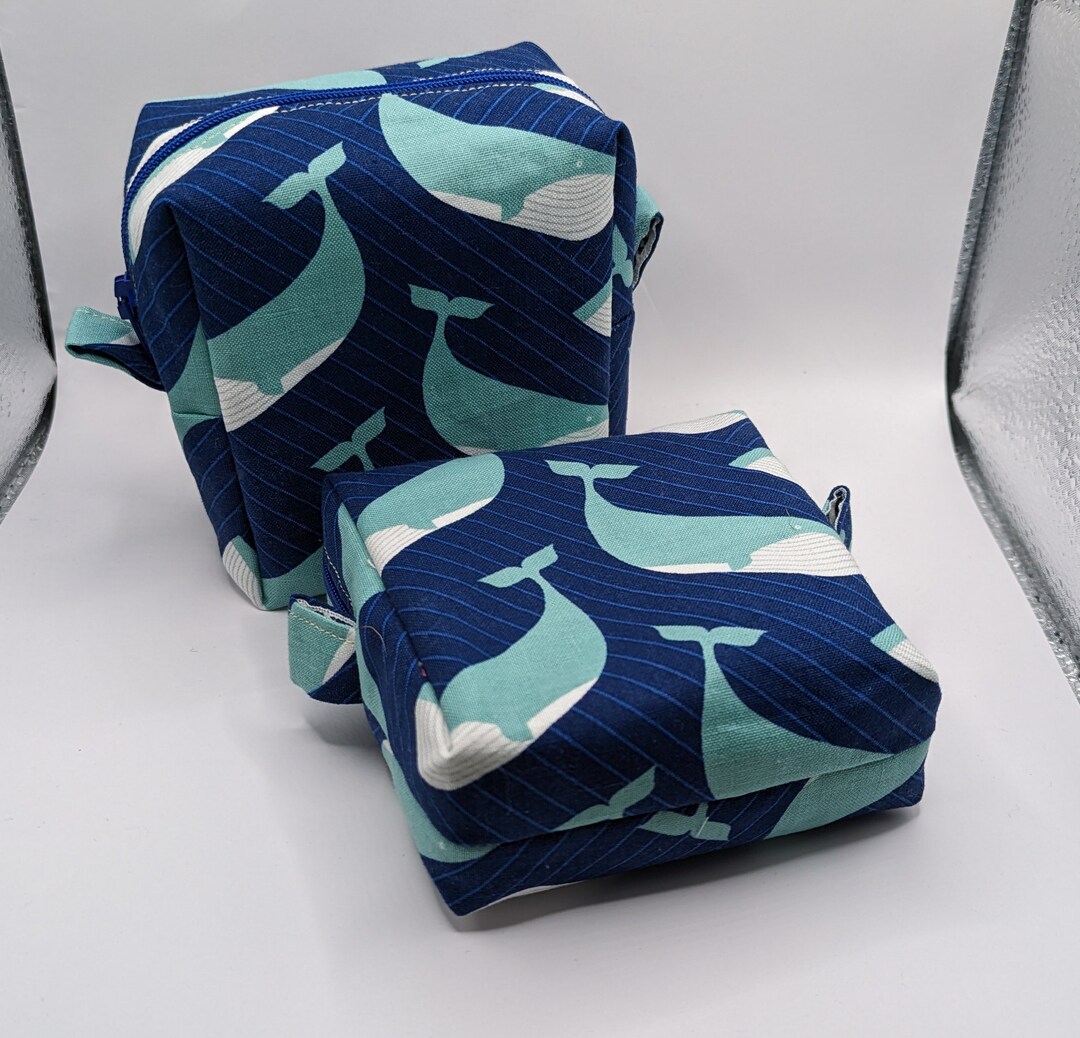 Handmade Boxy Pouch: Blue Whale Print, 100% Cotton - Etsy