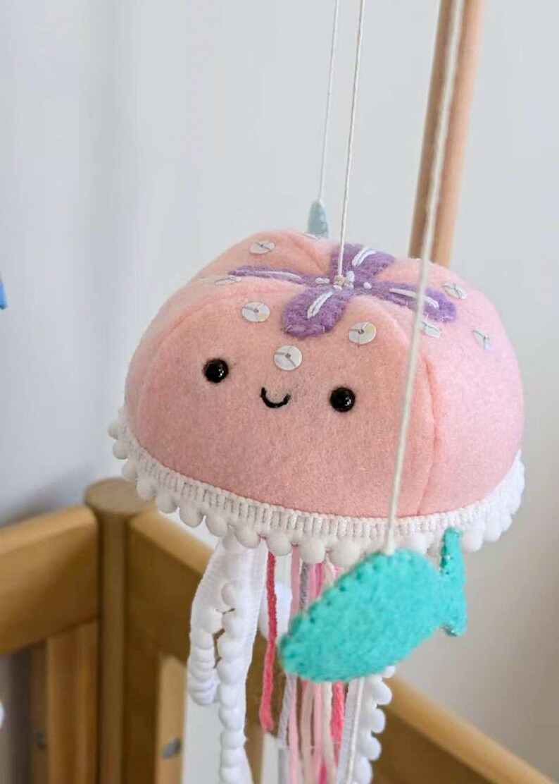 Ocean-themed Baby Mobile Featuring Pink Jellyfish - Etsy