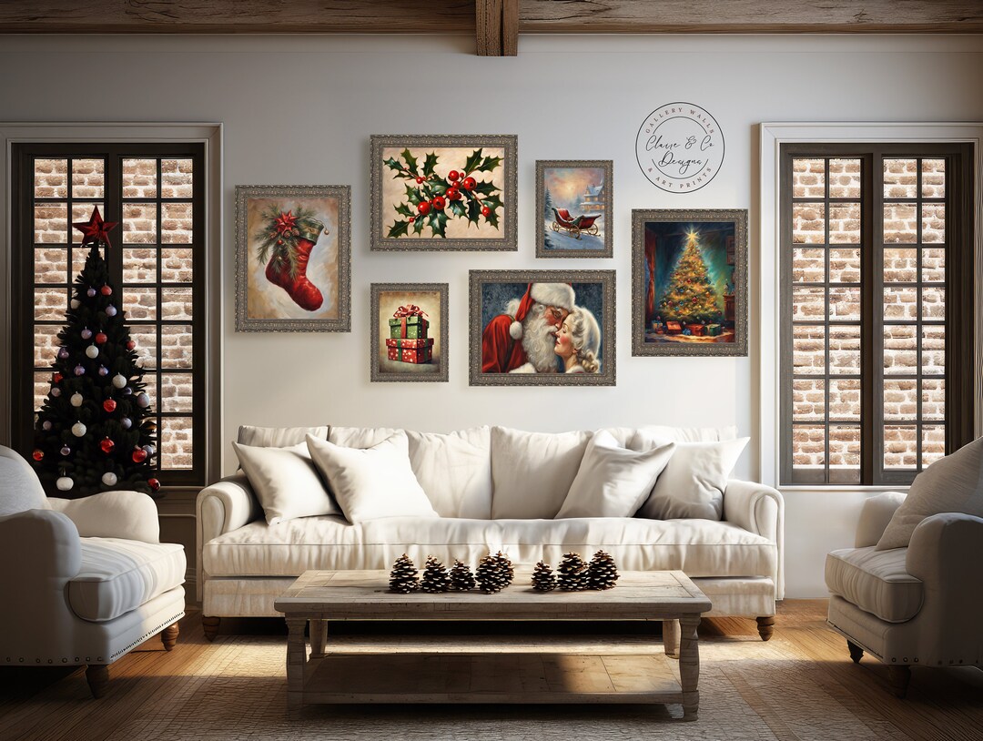 Christmas Traditions Holiday Gallery Wall Set of 6 Festive Art Prints ...
